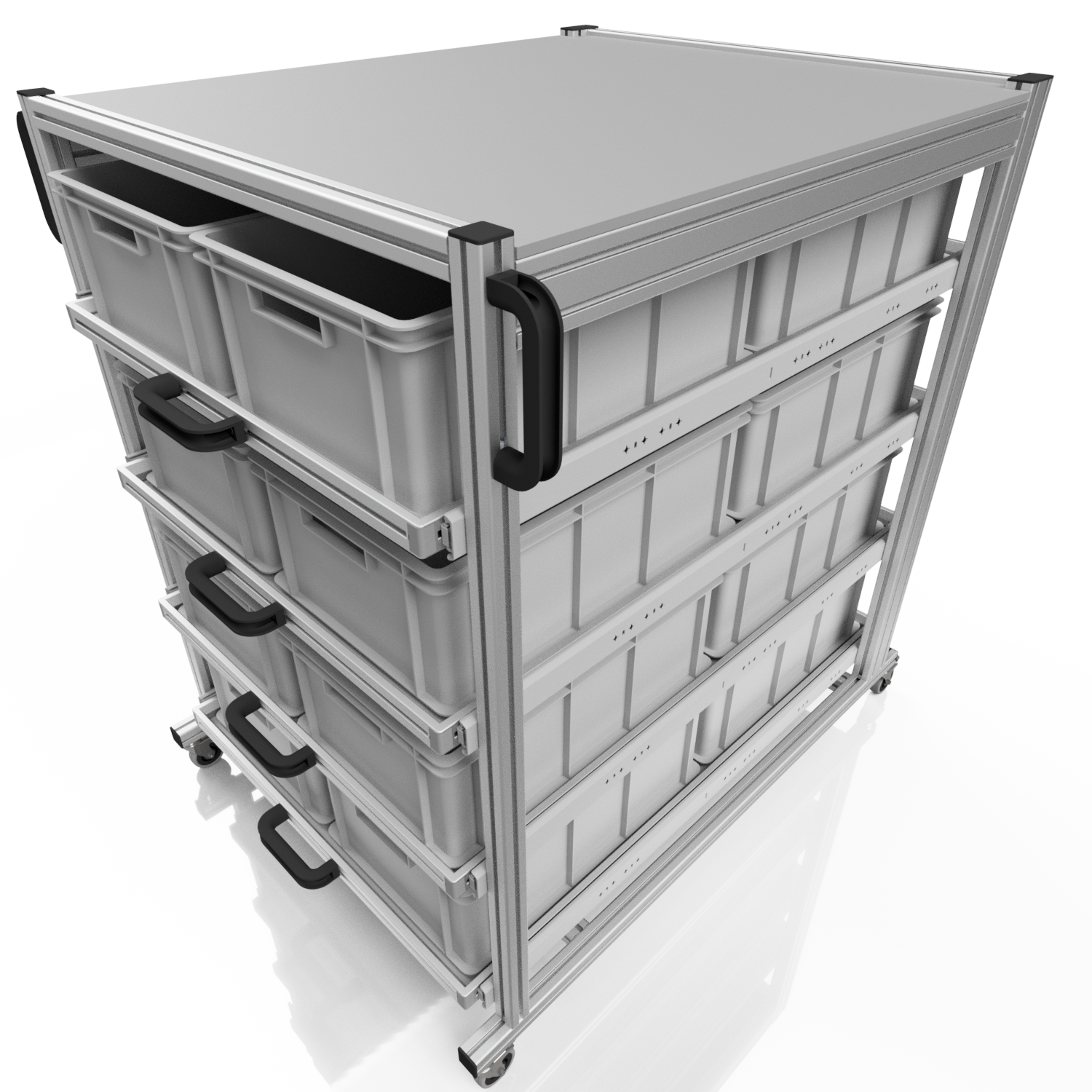 System trolley in pallet format | 4 x shelf, for 16 x EG 64/22, including Euro container | 1015171